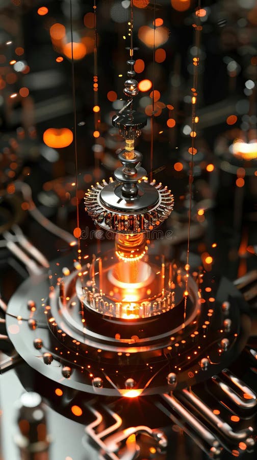 Illustration 3D Model Quantum AI System for Cryptographic Security and ...