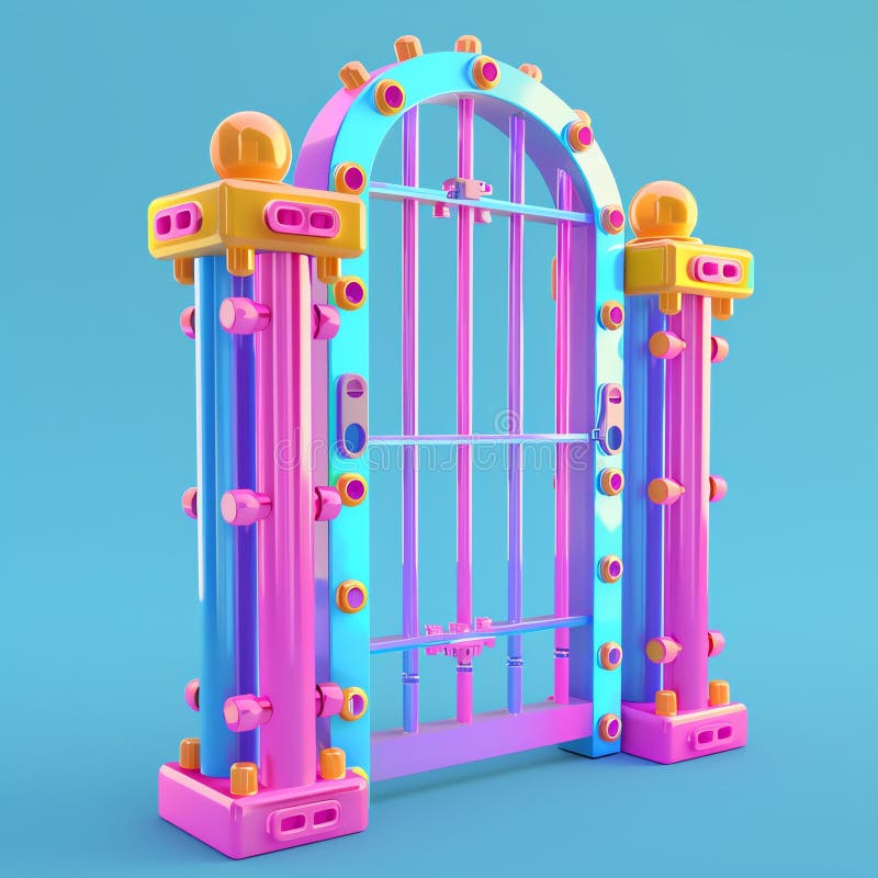 299 Illustration of a 3D Model of a Security Gate Icon in Vibrant ...
