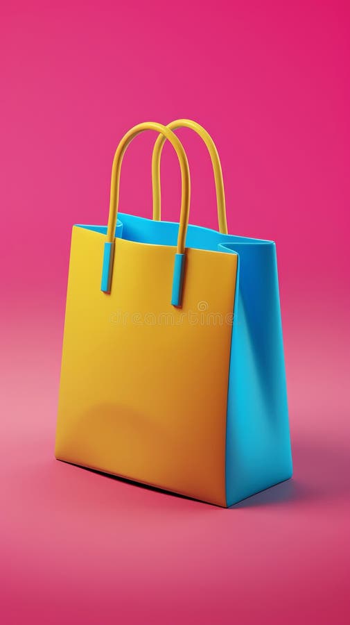 62 Illustration of a 3D Model of a Shopping Bag Icon in Bright Colors ...