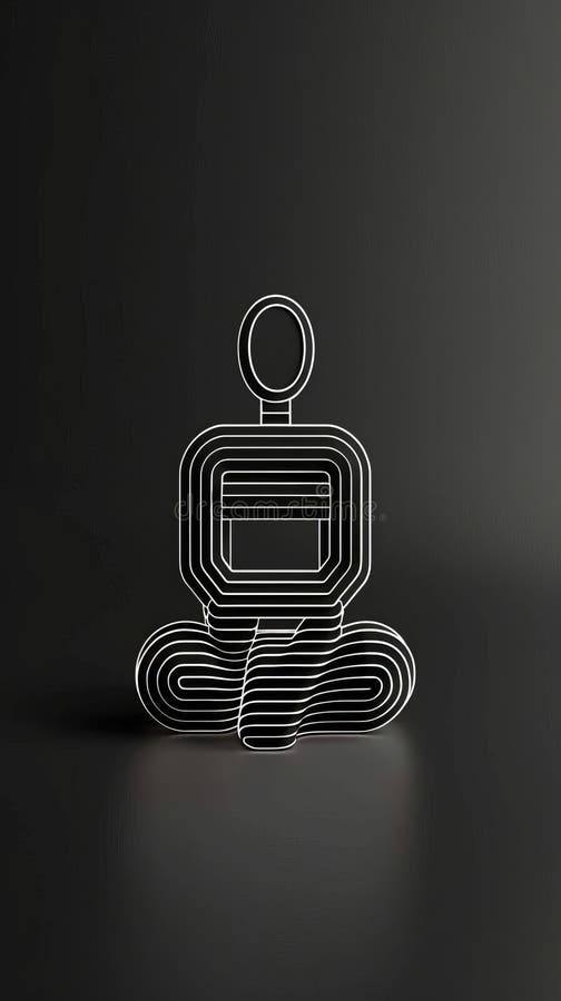 Illustration 3D Model Simple Line Segment Icon Forming an Abstract User ...