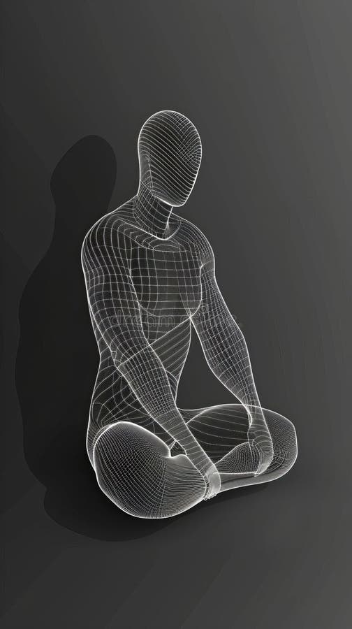 Illustration 3D Model Simple Line Segment Icon Forming an Abstract User ...