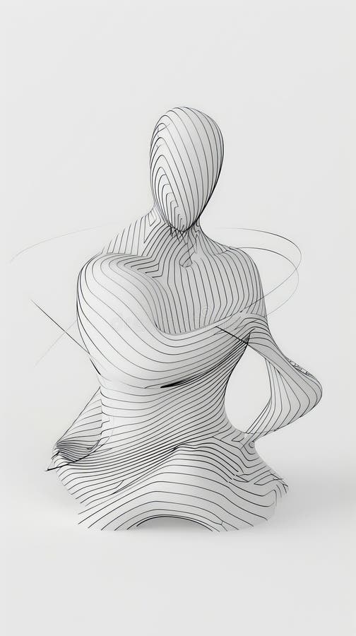 Illustration 3D Model Simple Line Segment Icon Forming an Abstract User ...