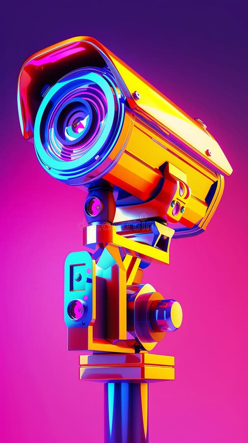 308 Illustration of a 3D Model of a Surveillance System Icon in Bright ...