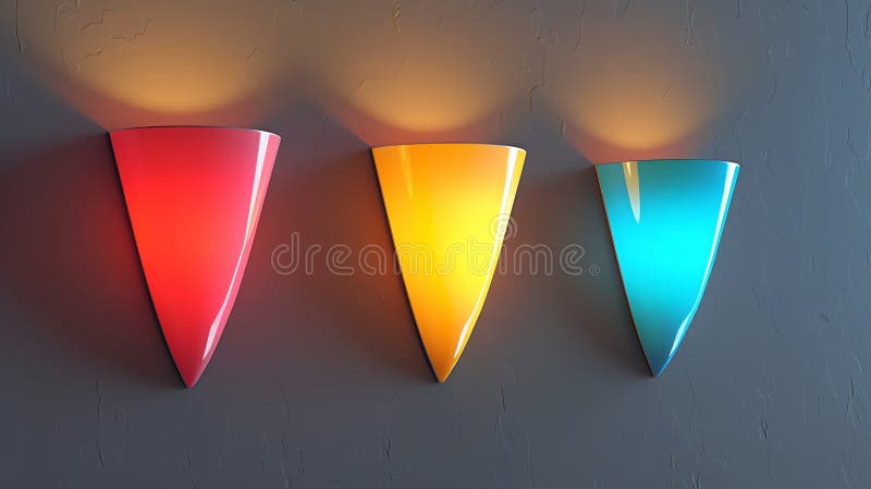 248 Illustration of a 3D Model of a Wall Sconce Icon in Bright Colors ...