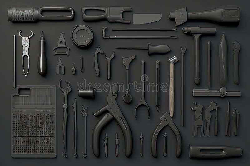 Illustration 3d Paths Up Mock Background Black Tools Black Set Stock ...