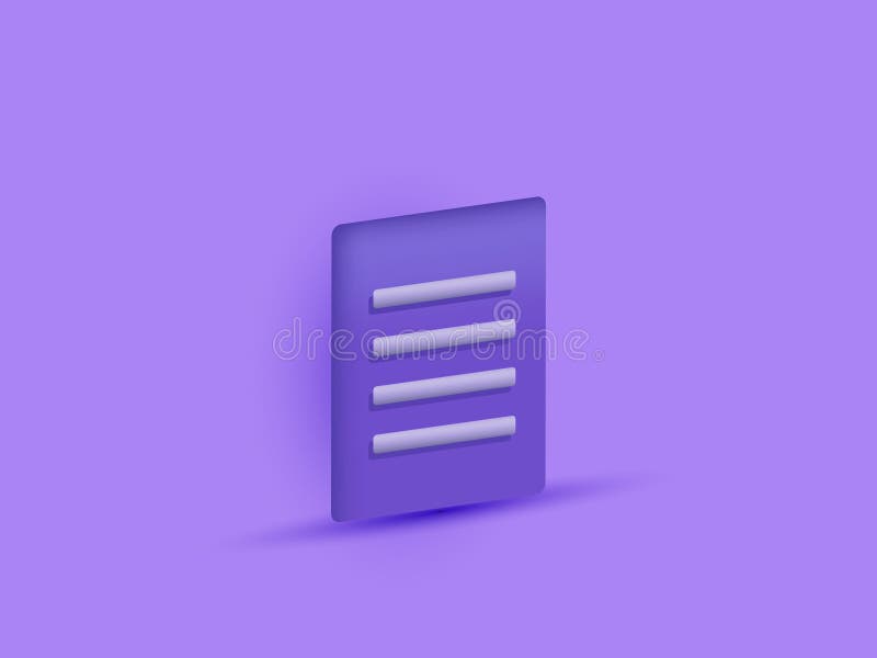 Illustration 3d Realistic Icon List Document Purple Creative Isolated ...