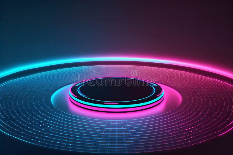 3d Render Abstract Background Round Screen Ring, Digital Illustration ...