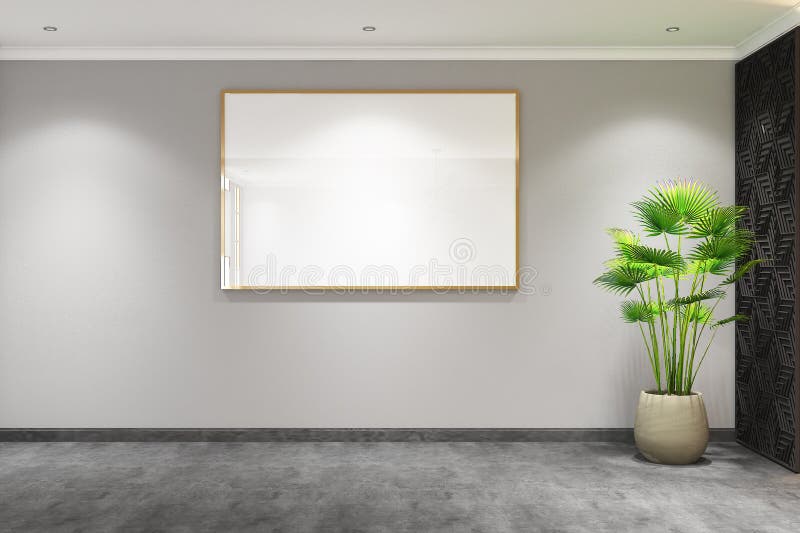 Minimal Interior Design 3d Render Wall Gray Mock Up. Geometric Panel ...