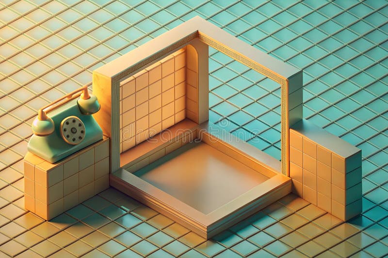 Illustration 3D Render of Isometric Rectangles Simulating Telephone ...