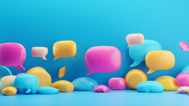 An Illustration of a 3D Render Set of Colorful Chat Message Bubbles ...