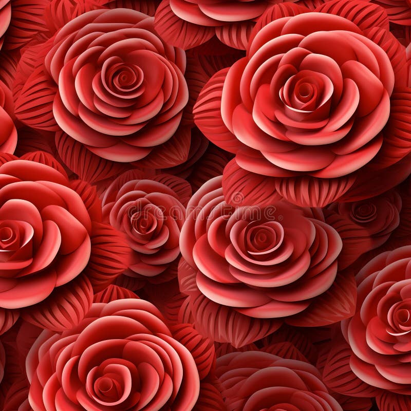Illustration of 3d Rose Flower Pattern Background, Generative Ai Stock ...