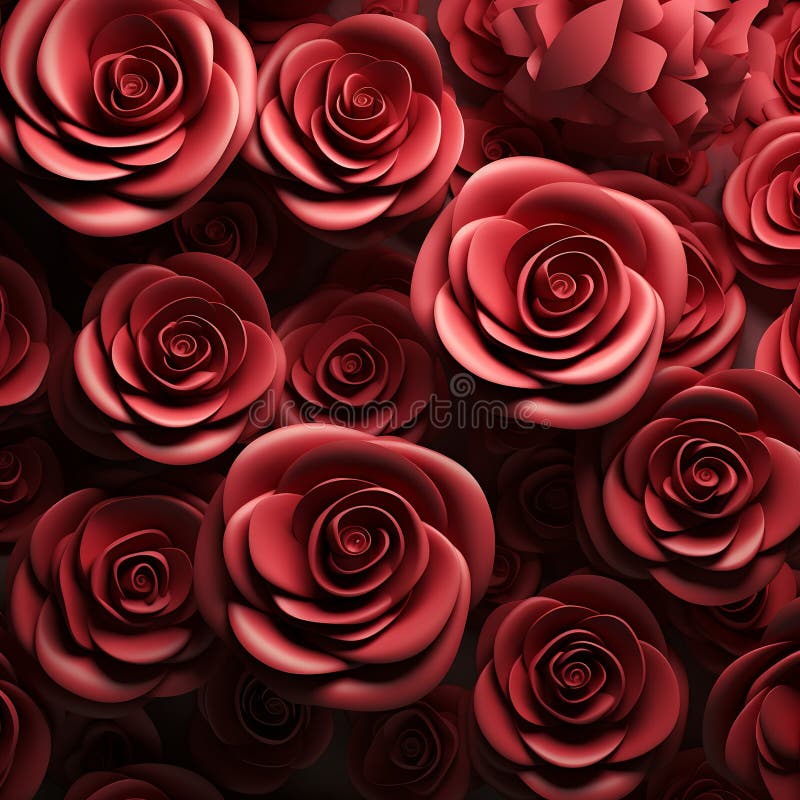 Illustration of 3d Rose Flower Pattern Background, Generative Ai Stock ...