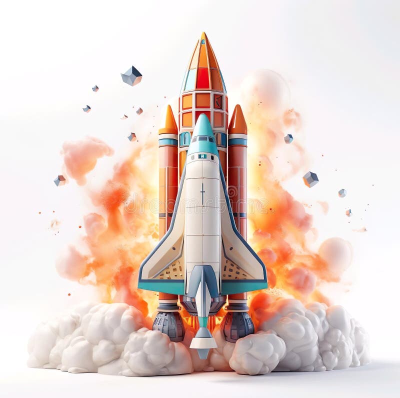 An Illustration 3d of Spaceship Taking Off Stock Illustration ...