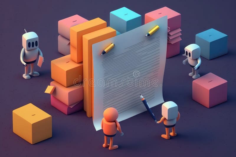 Illustration in 3d Style. Character Management and Delegation of ...