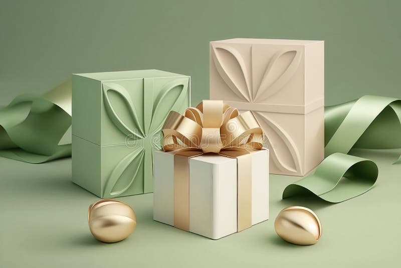 Illustration of a 3D Style Gift Box. Pastel Tones. Generation AI Stock ...