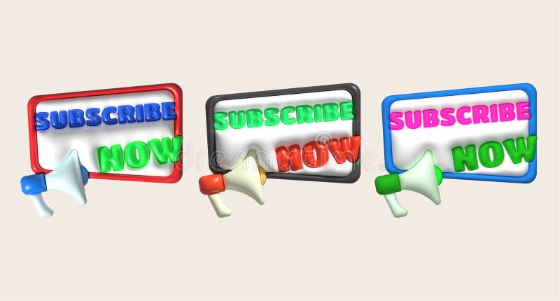 Illustration 3D Subscribe Icon. Subscribe Button. 3D Element Stock ...