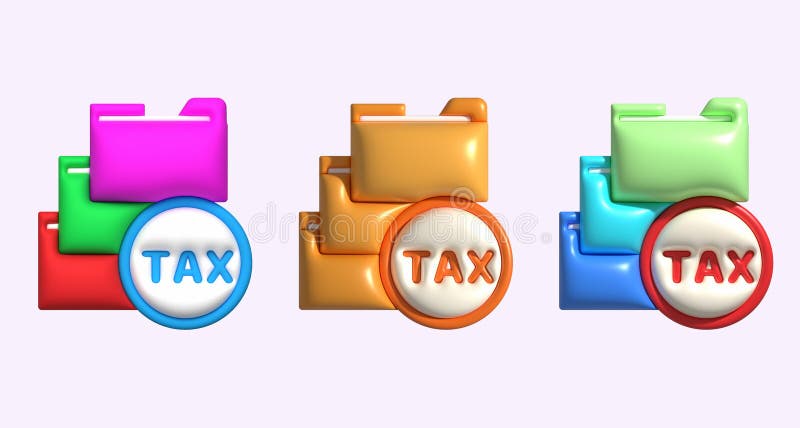 Illustration 3D , Tax Archive File and Tax Icon Button Stock ...