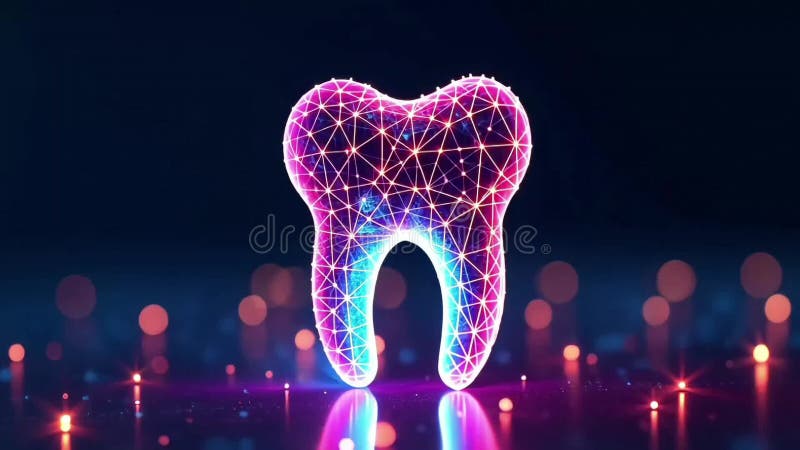 Illustration of 3D Tooth Innovation. Stomatology Symbol Low Polygon ...