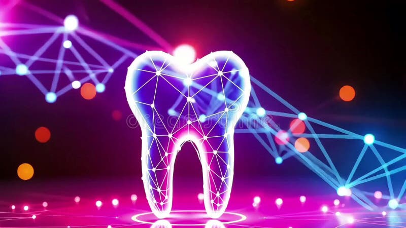 Illustration of 3D Tooth Innovation. Stomatology Symbol Low Polygon ...