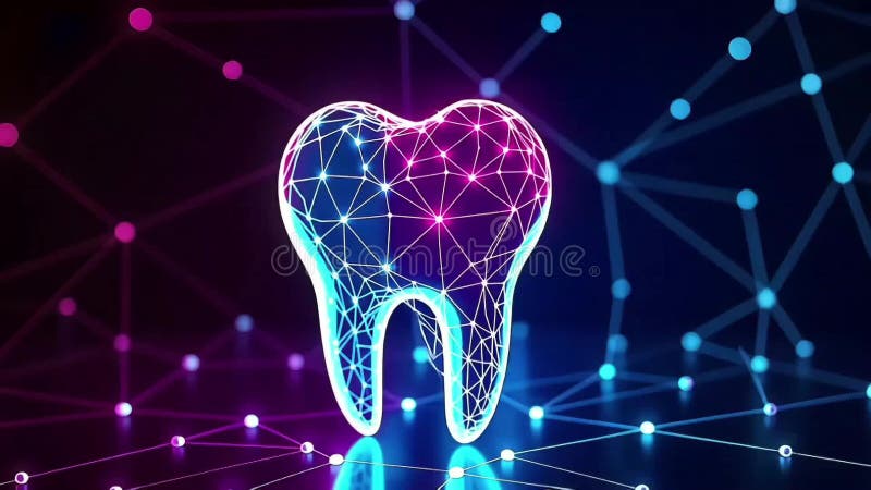 Illustration of 3D Tooth Innovation. Stomatology Symbol Low Polygon ...
