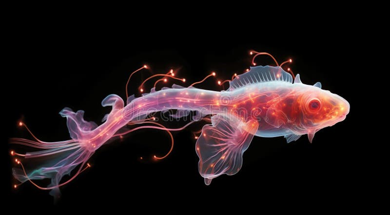 Illustration 3d of Transparant Fish with Light Around it Stock ...