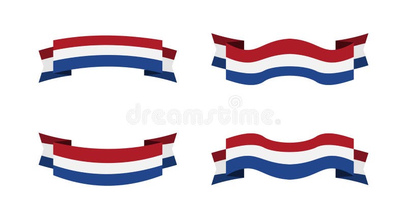 Illustration D'un Drapeau Des Pays-bas Avec Un Style Ruban. Ensemble ...