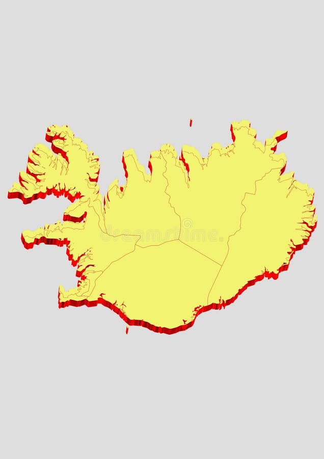 Illustration and 3D Vector of the Map of Iceland Stock Vector ...