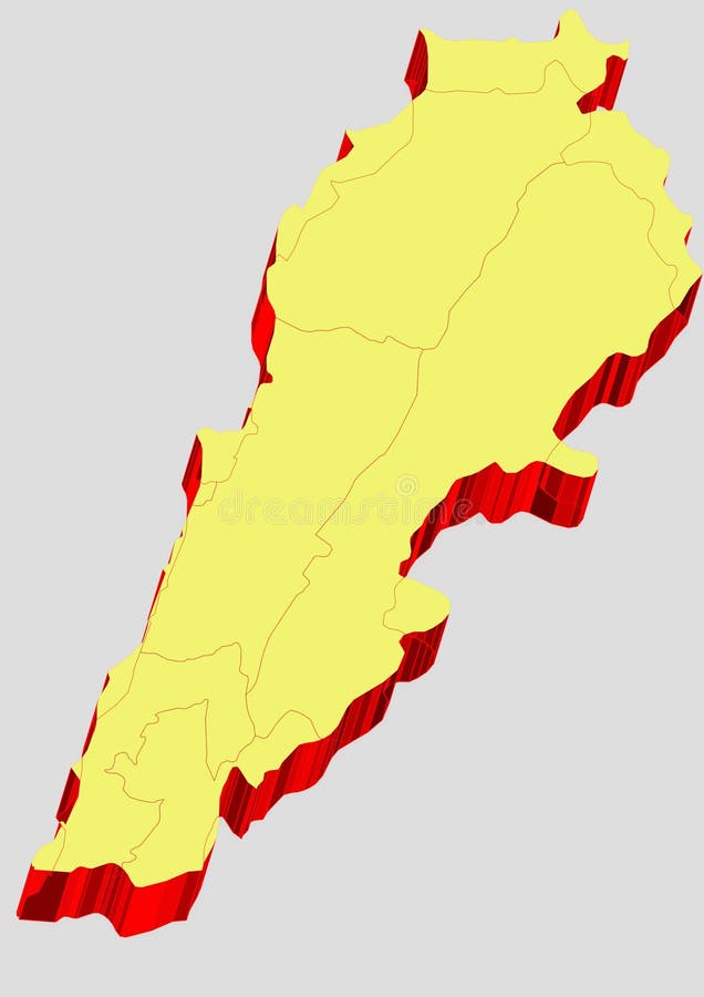 Illustration and 3D Vector of the Map of Lebanon Stock Vector ...