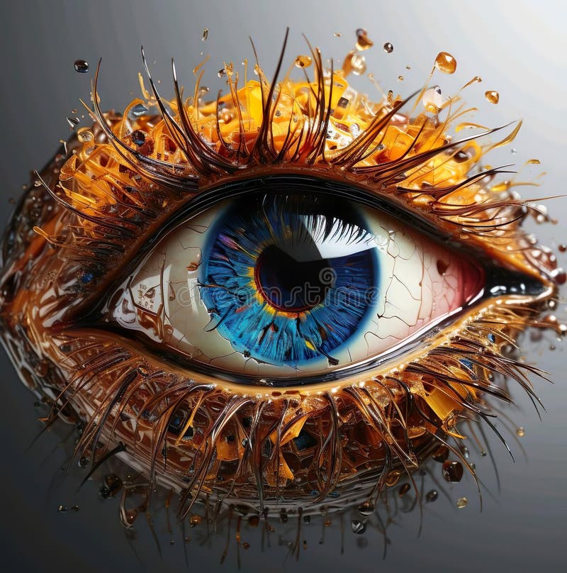 Illustration 3d of Yellow Eyes Ball with Blue Retina Stock Illustration ...