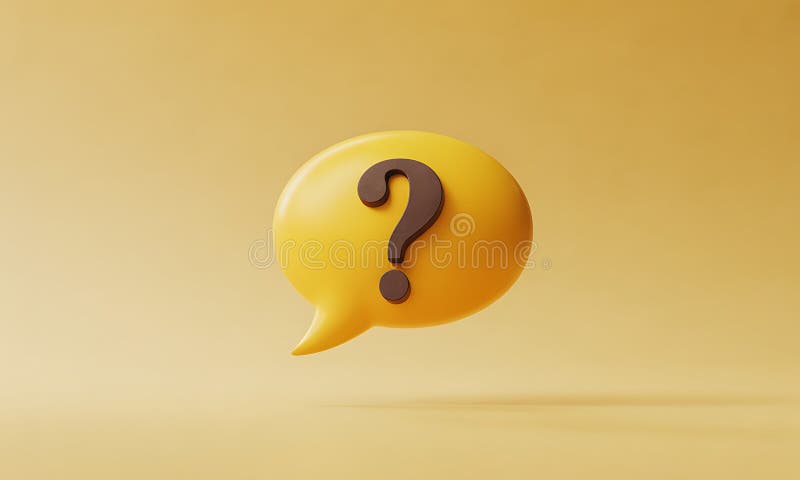 Illustration of a 3D Yellow Speech Bubble with a Question Mark Symbol ...
