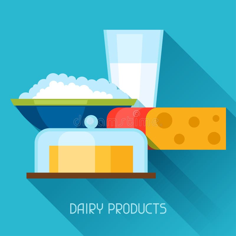 Illustration With Dairy Products In Flat Design Stock Vector ...