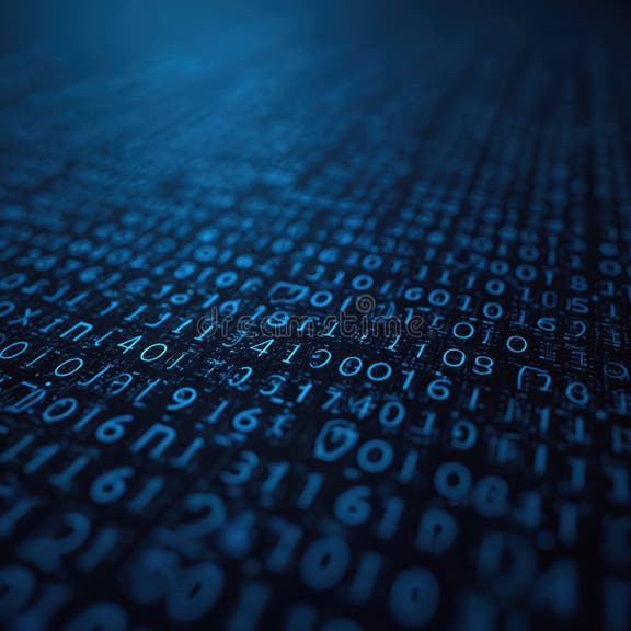 Illustration Dark Blue Background with Binary Code Pattern. Digital ...