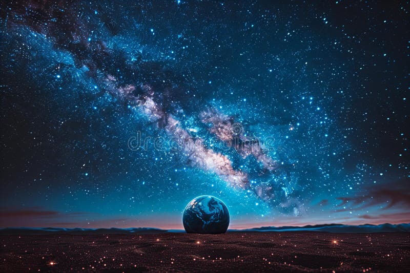 Illustration of Dark Blue Sky with the Milky Way Galaxy, with an Empty ...