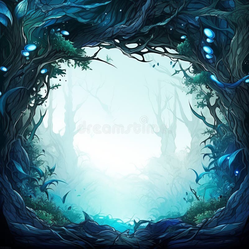 An Illustration of a Dark Forest with a Frame in it Stock Illustration ...