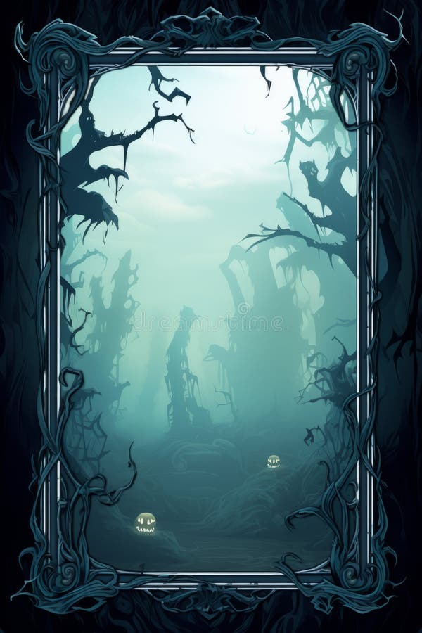 An Illustration of a Dark Forest with a Frame in it Stock Illustration ...