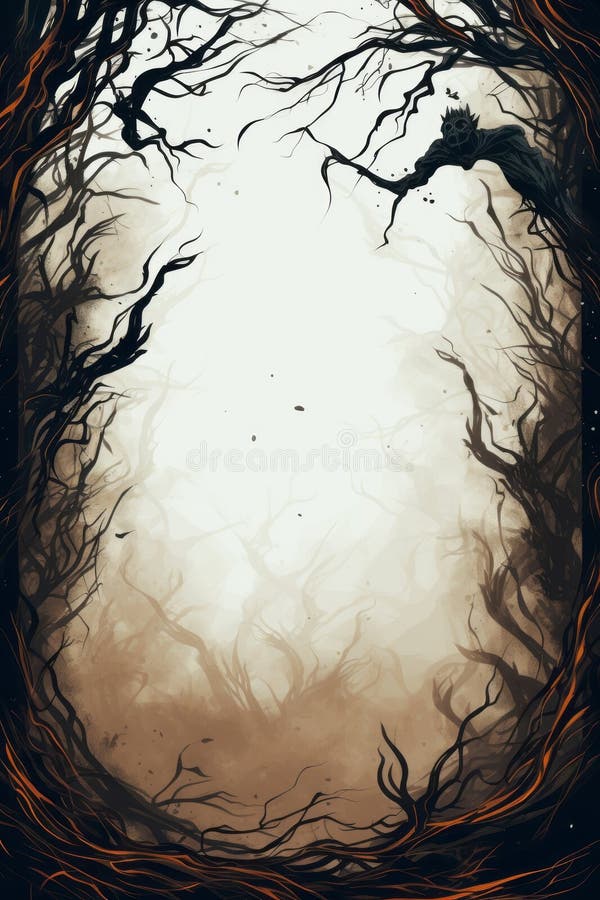An Illustration of a Dark Forest with Trees and Branches Stock ...