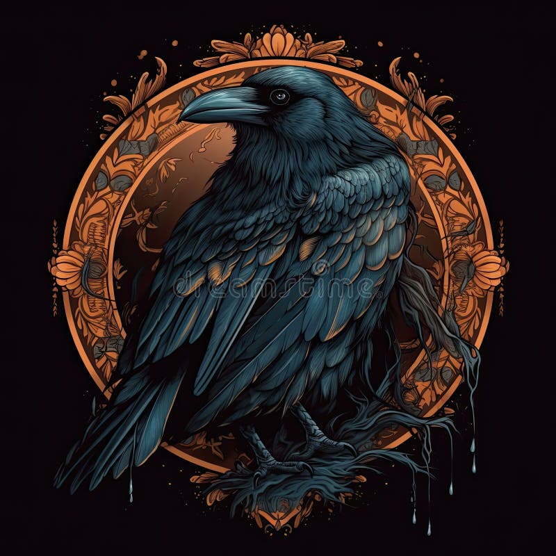 Dark Goth Raven Tshirt Print Stock Illustration - Illustration of avian ...