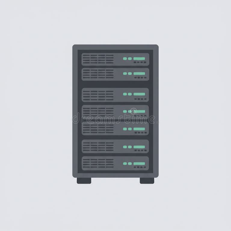 Illustration of a Dark Gray Server Rack Featuring Six Stacked Server ...