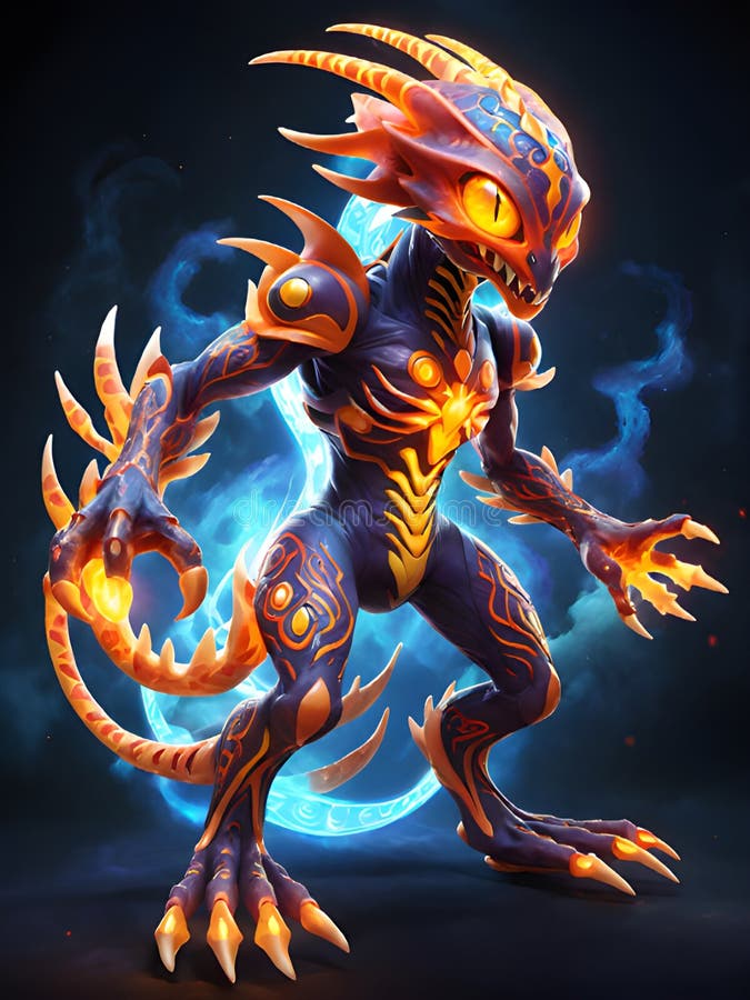 Illustration of a Dark Monster with Fire Stock Illustration ...