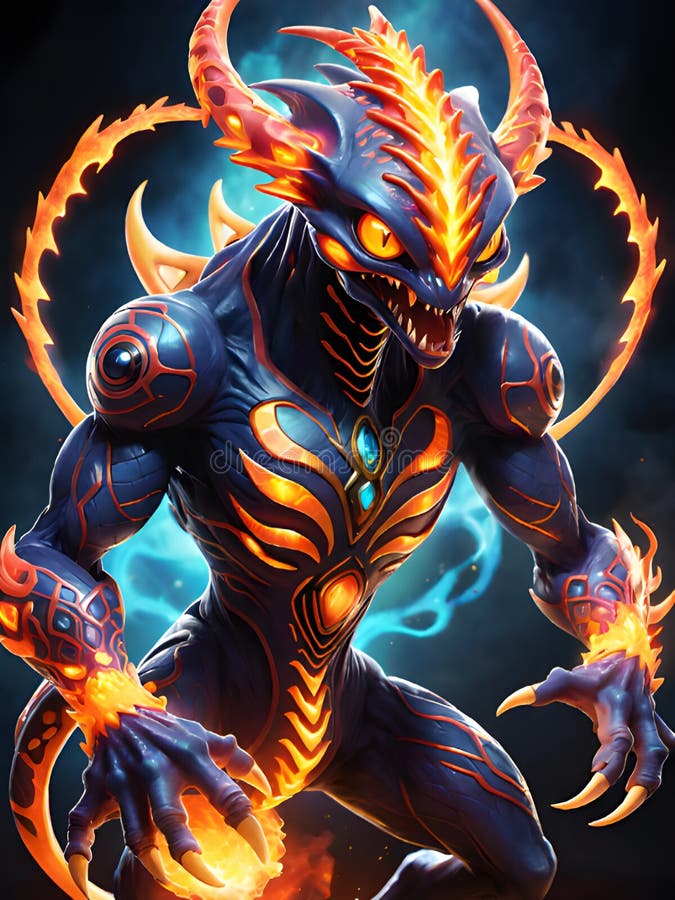 Illustration of a Dark Monster with Fire Stock Illustration ...