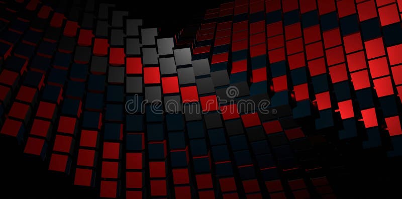 Dark Red and Black Cube Wavy Geometric Abstract Stock Illustration ...