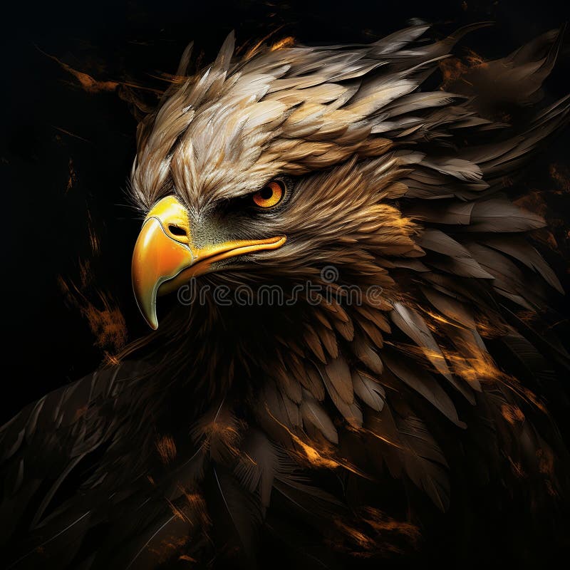 Illustration of Dark Silhouette of an Ethereal Shadow Eagle Chiarosc ...