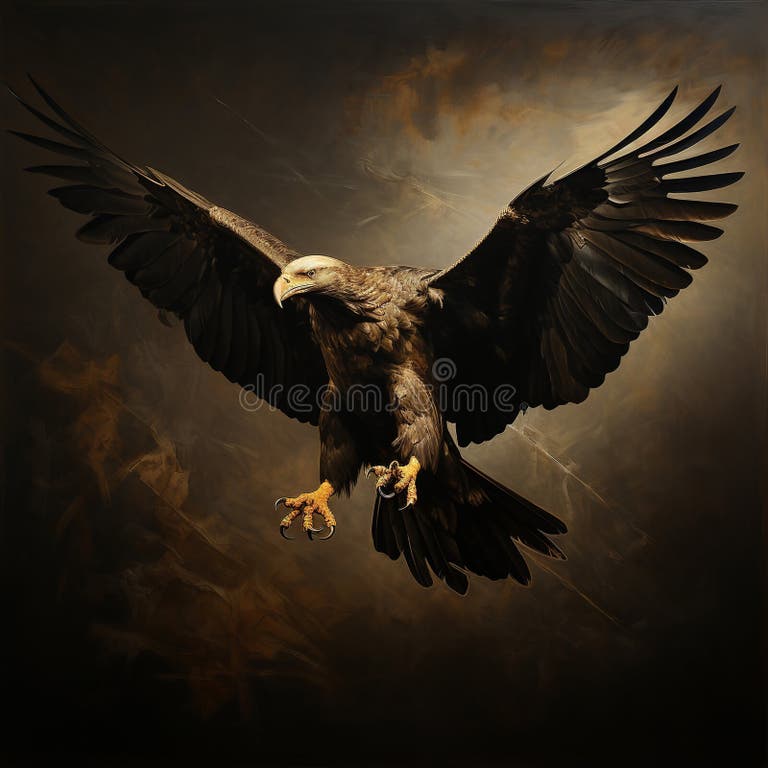 Illustration of Dark Silhouette of an Ethereal Shadow Eagle Chiarosc ...