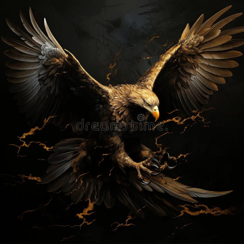 Illustration of Dark Silhouette of an Ethereal Shadow Eagle Chiarosc ...
