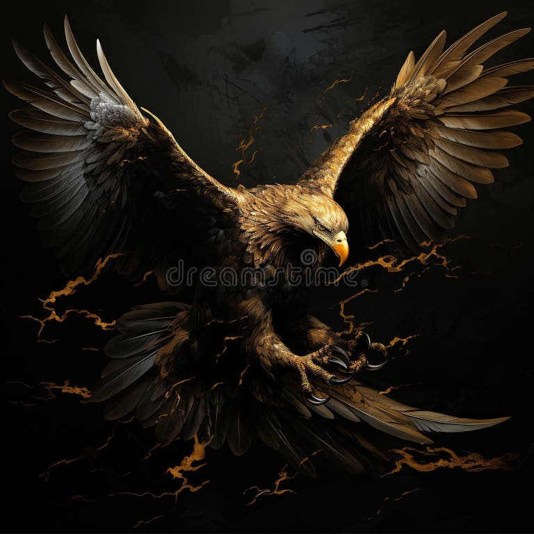 Illustration of Dark Silhouette of an Ethereal Shadow Eagle Chiarosc ...