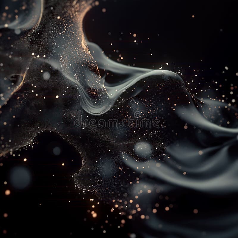 Illustration of a Dark Stream Surrounded by Golden Particles Stock ...