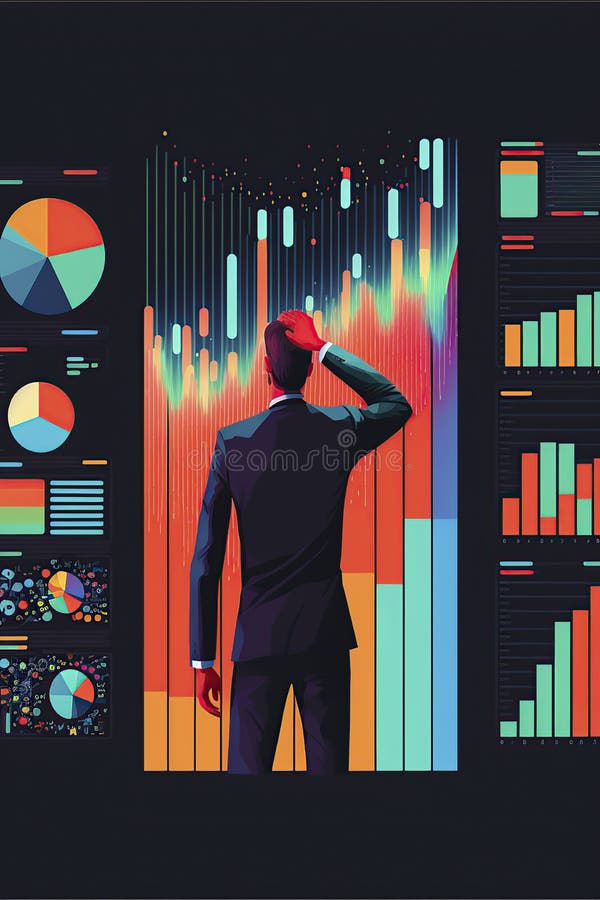 Illustration of Data Analyst on a Dashboard with Information Process ...