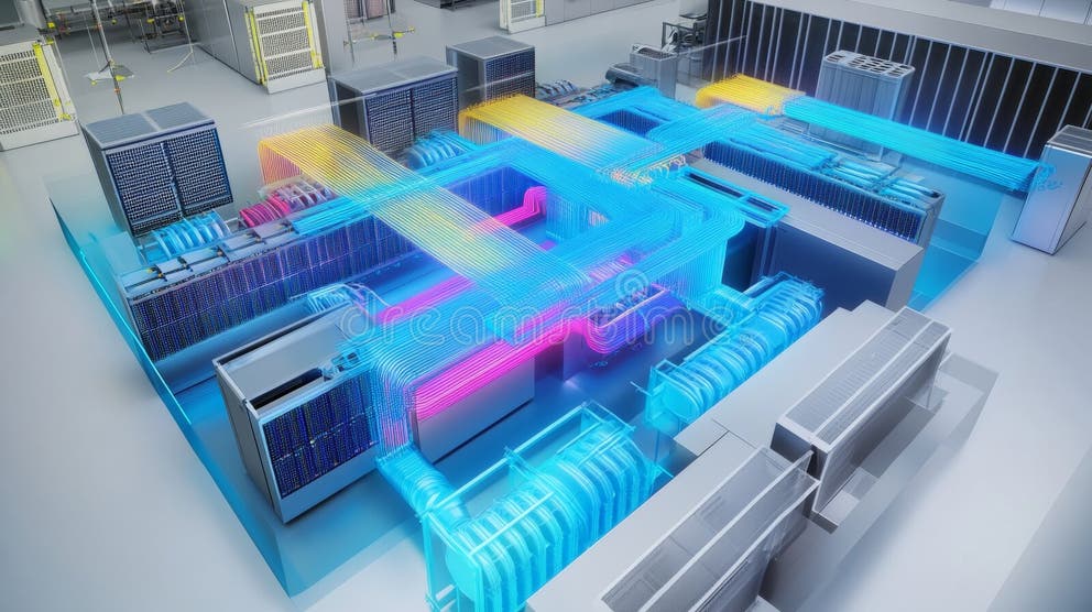 Illustration of a Data Center Interior Featuring Server Racks and ...