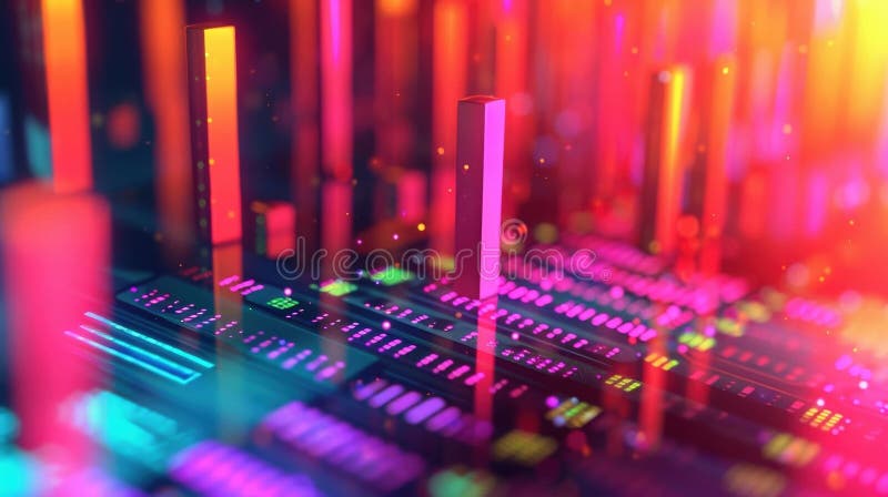 Illustration of a Data Monitoring Icon in 3D with a Colorful Background ...