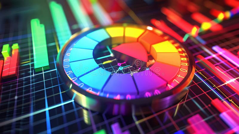 Illustration of a Data Monitoring Icon in 3D with a Colorful Background ...